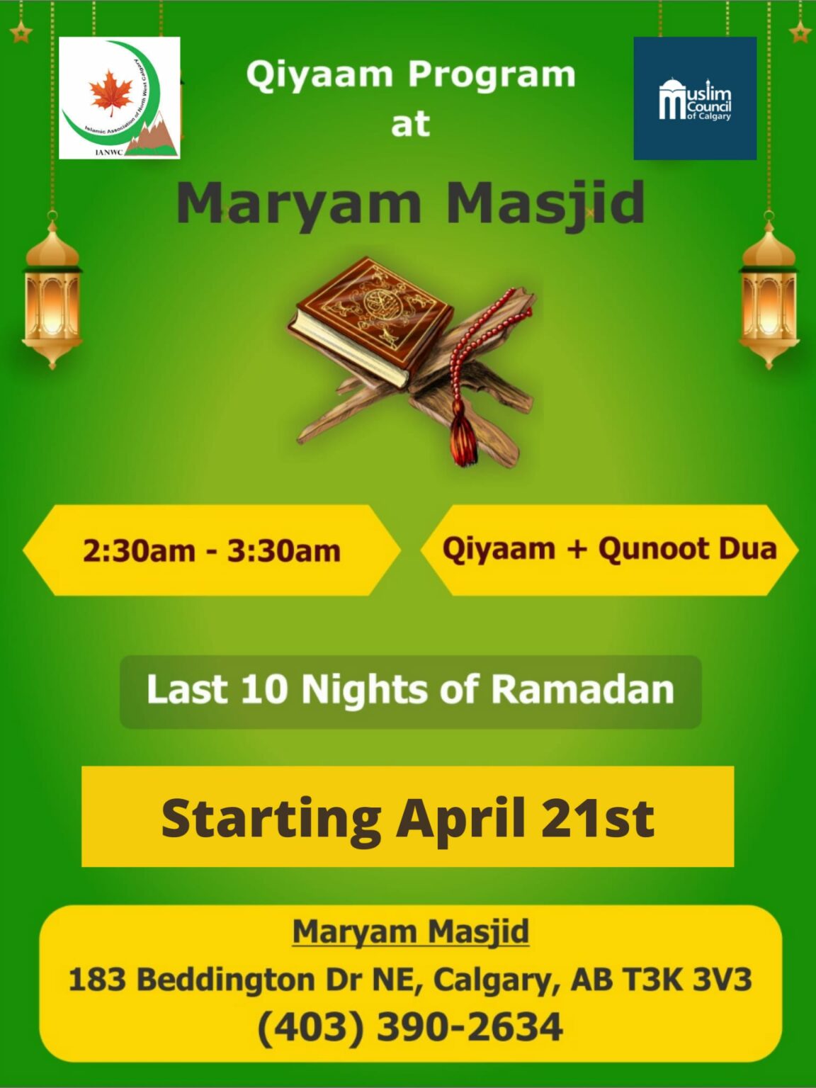 Qiyaam Program at Maryam Masjid – IANWC